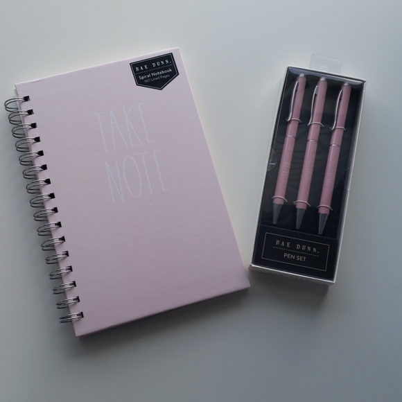 Rae Dunn | Office | Rae Dunn Pink Spiral Note Book And Pen Set | Poshmark